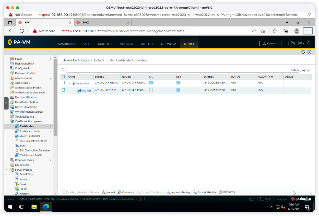 PaloAlto 防火墙 VPN 配置（IPsec+GlobalProtect）
